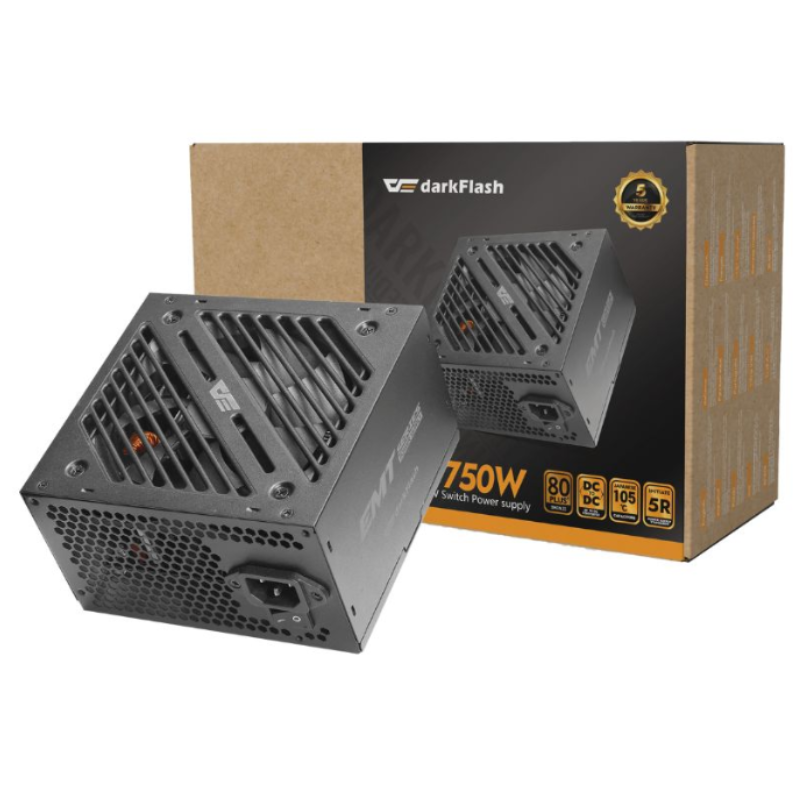 Fuente de Poder 750W DarkFlash EMT 80 Plus Bronce Negra | Imeqmo.com